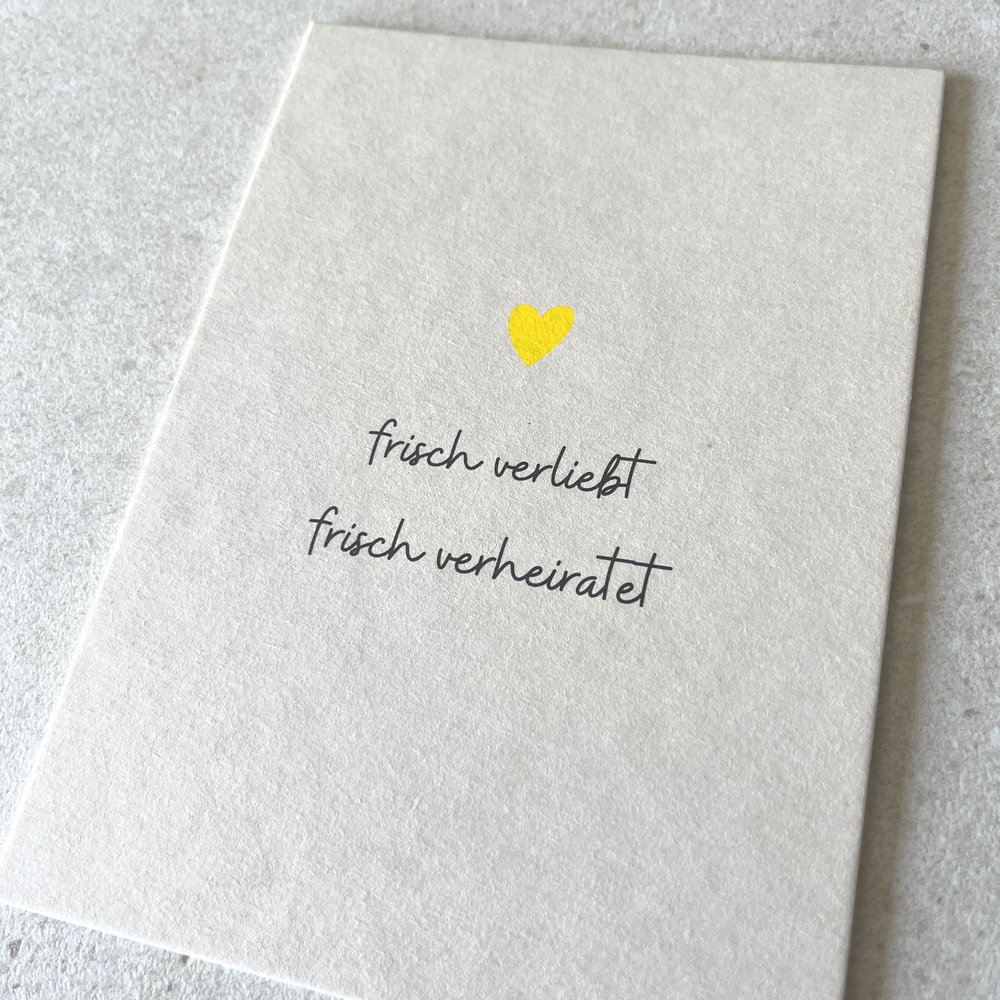 Postkarte - frisch verliebt frisch verheiratet